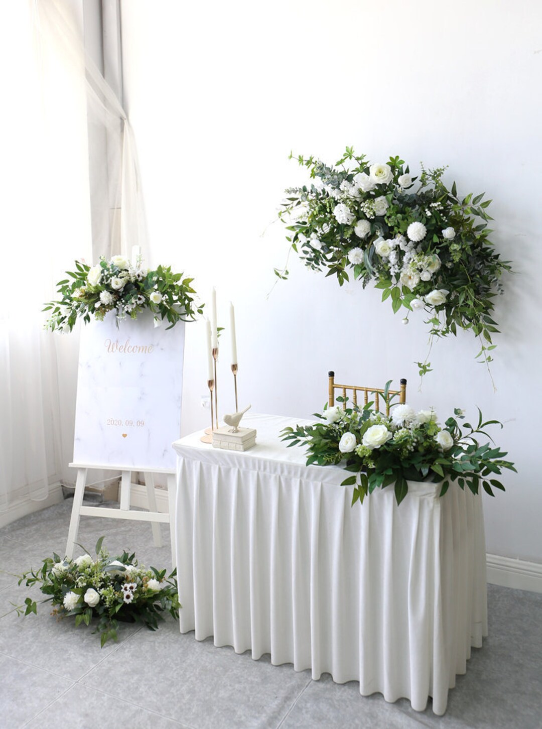 White Rose Greenery Wedding Archway Flower/ Aisle Flower/ Wedding Table ...