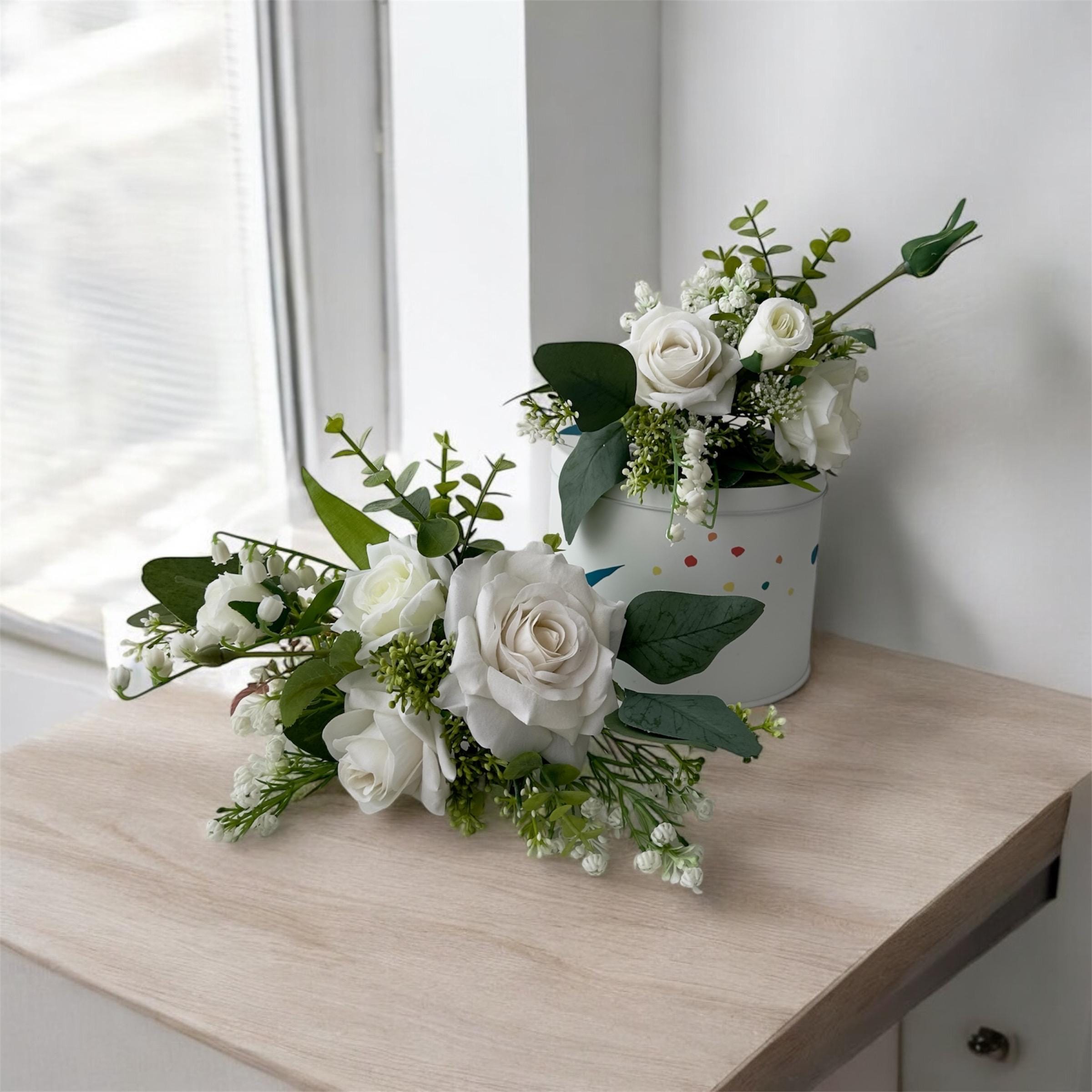Rustic White Rose Cake Topper: Eucalyptus & Sage Wedding Decor - Etsy