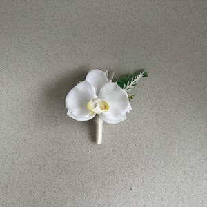 White Orchid Boutonniere Corsage: Rustic Wedding Set - Etsy