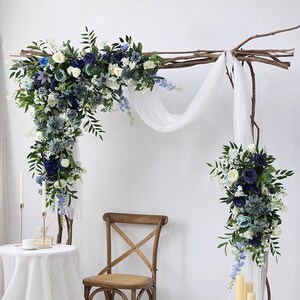 Dusty Blue and Navy Wedding Archway Flower/ Wedding Floral Arch ...