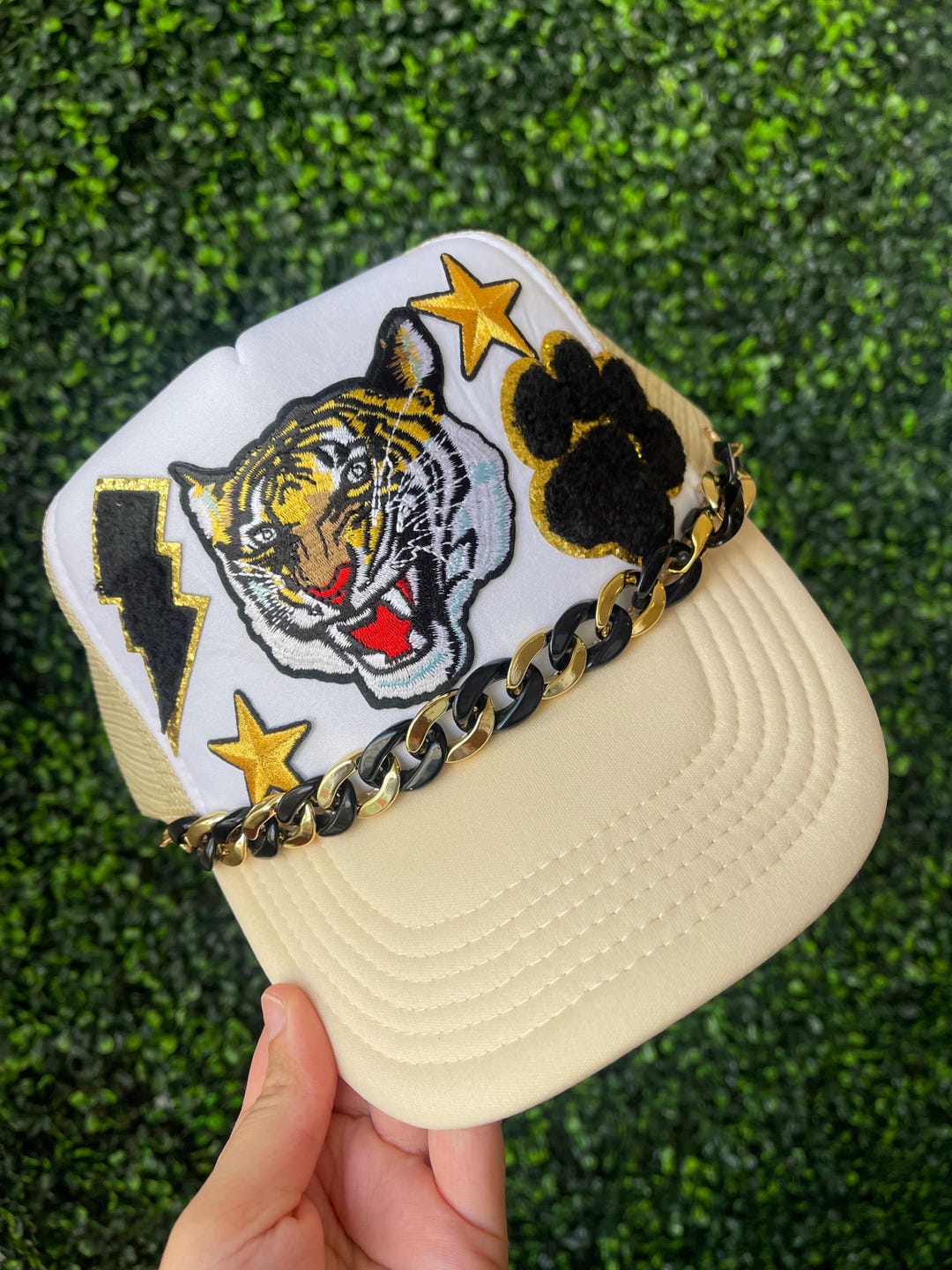 Tiger Game Day Hat, Football Trucker Hat With Chain, Patch Trucker Hat ...