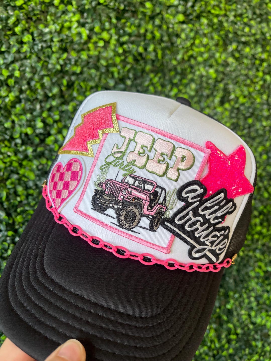 Jeep Girl Trucker Hat With Patches for Women, Jeep Hat, Jeep Hair Don’t Care, Custom Trucker Hat ...