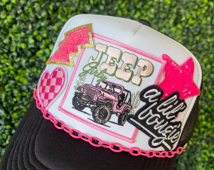 Jeep Girl Trucker Hat With Patches for Women, Jeep Hat, Jeep Hair Don’t Care, Custom Trucker Hat ...