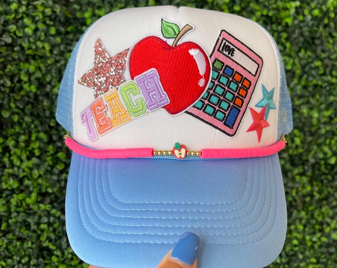 Teacher Colorful Trucker Hat With Apple & Calculator Patch, Back to ...
