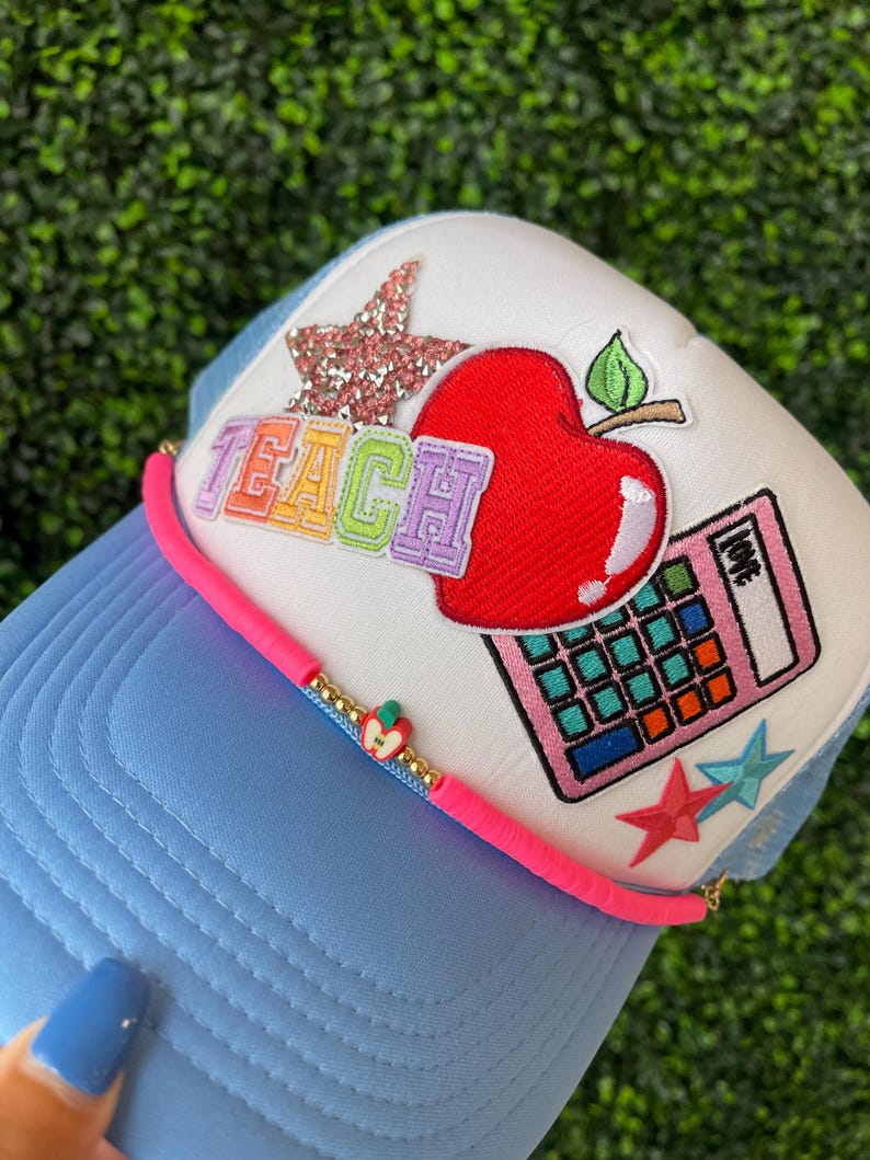 Teacher Colorful Trucker Hat With Apple & Calculator Patch, Back to ...