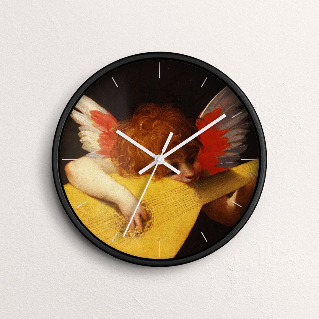 Fiorentino Rosso "musical Angel" Wall Clock Fine Art Clock Black Wooden ...