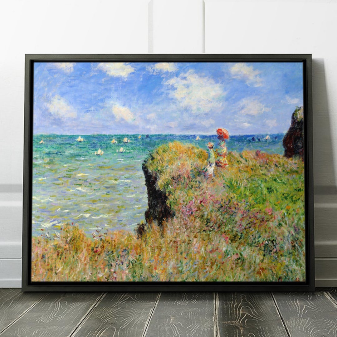 Claude Monet "cliff Walk at Pourville" Framed Art Print on Canvas ...