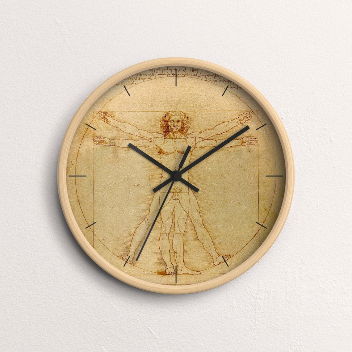Da Vinci the Vitruvian Man Wall Clock Fine Art | Etsy