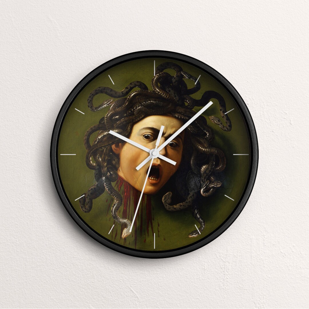 Caravaggio "medusa" Wall Clock Fine Art Clock Black Wooden Frame CL-CAR ...