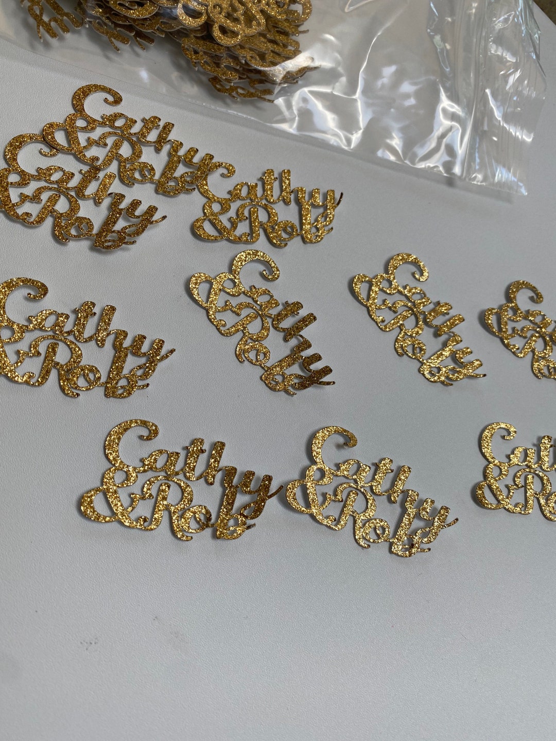 Personalized Confetti - 2 Names - Cursive - 50 Pieces - Engagement ...