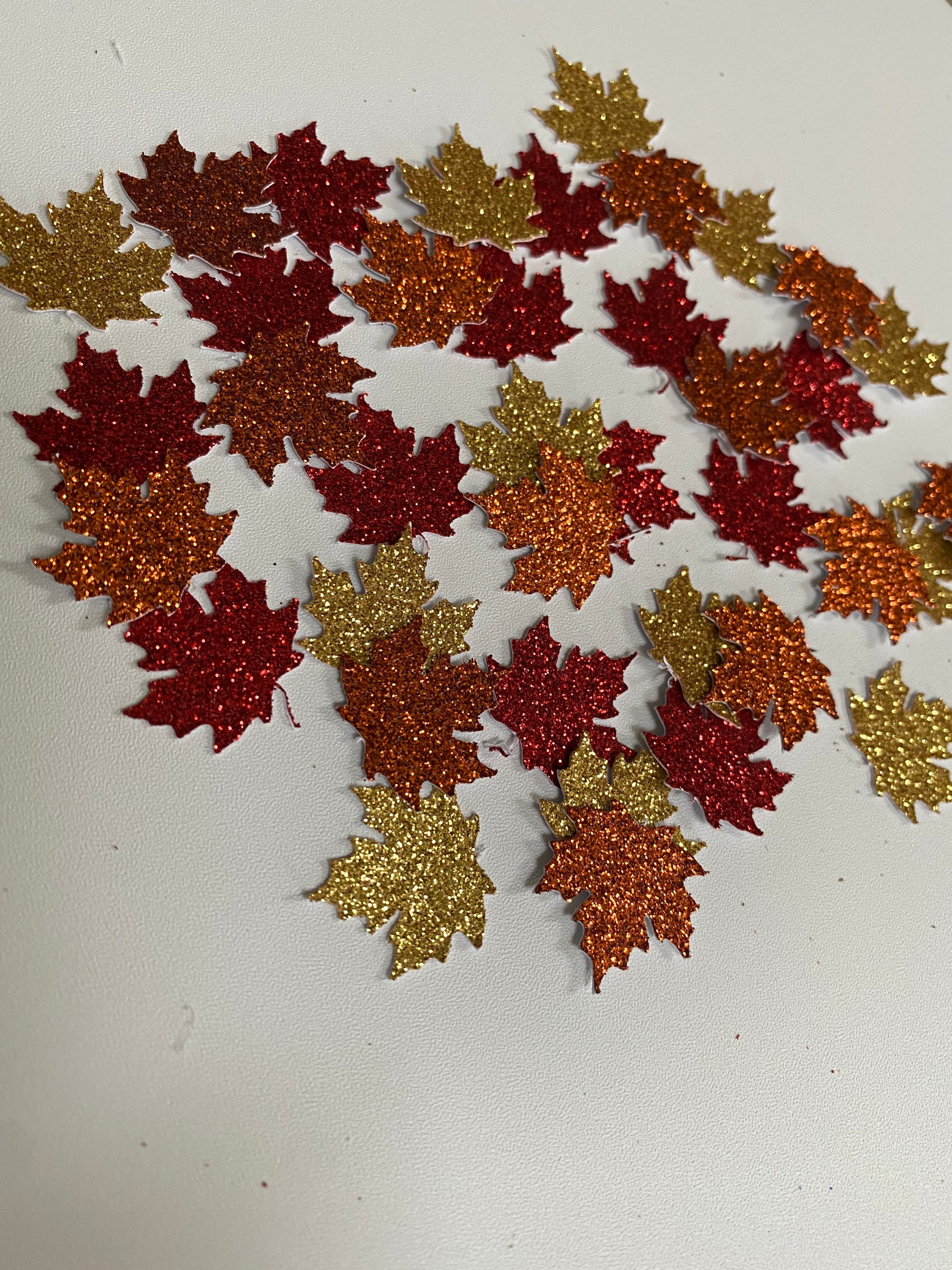 Autumn Leaves Confetti redorange Gold Glitter 50 Pieces | Etsy