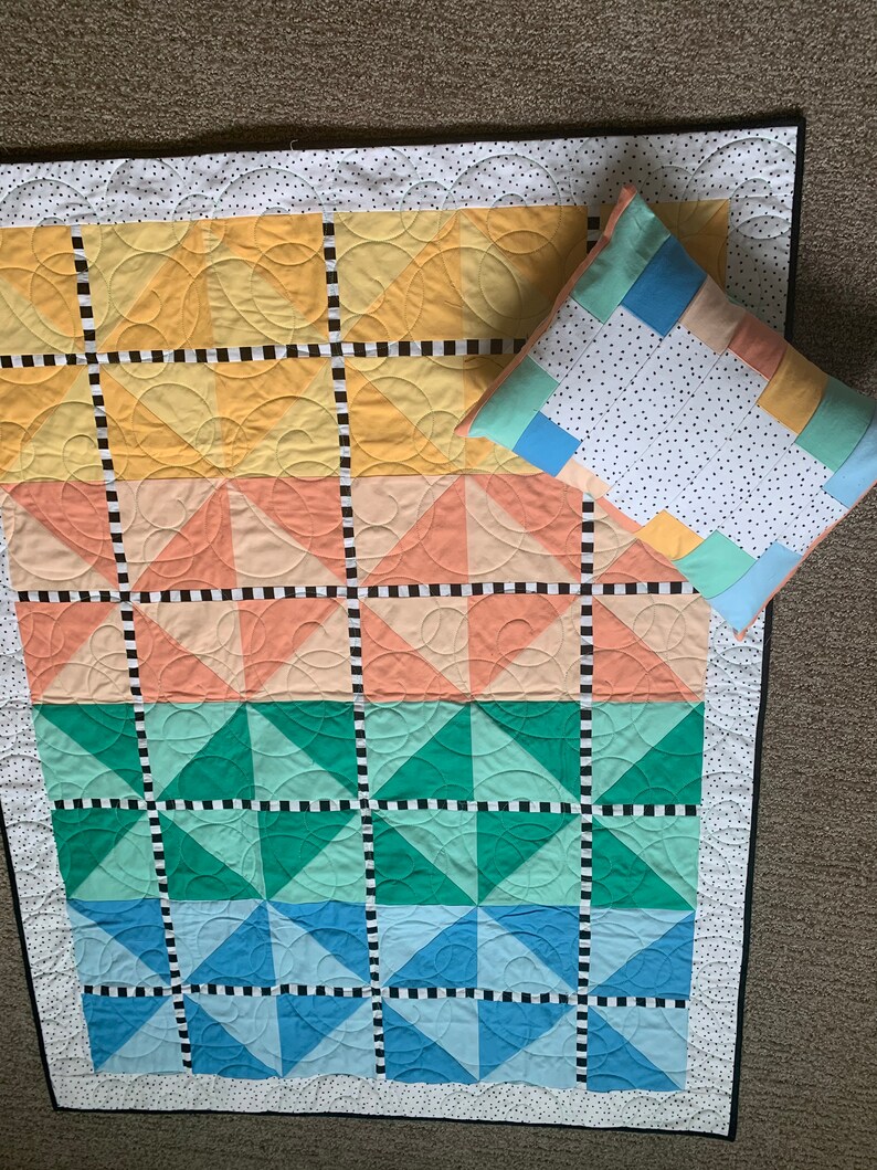 Modern Colorful Baby Quilt - Etsy