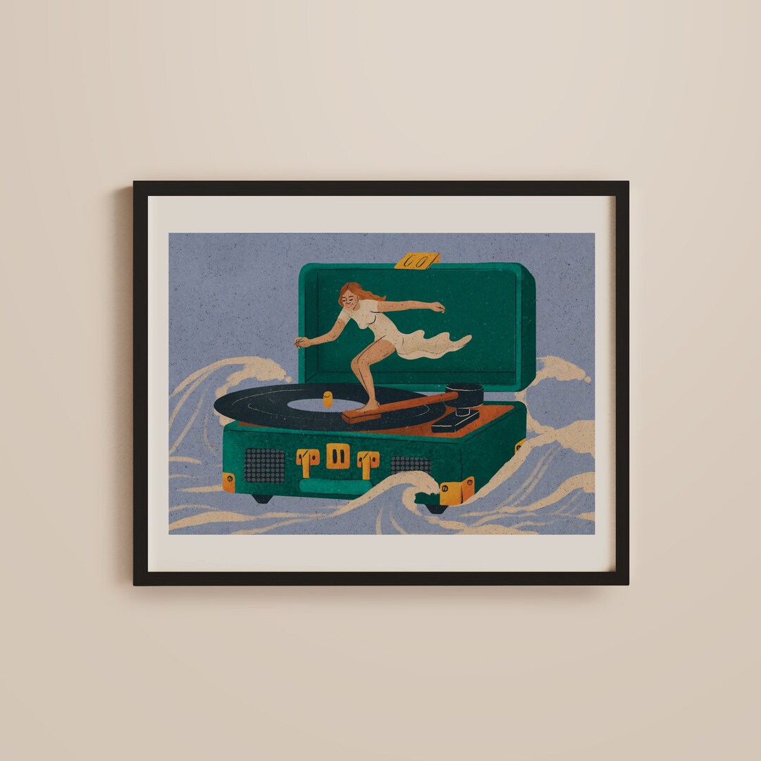 Riding the Wave Print Surfer Poster Surfing Vinyl Music - Etsy