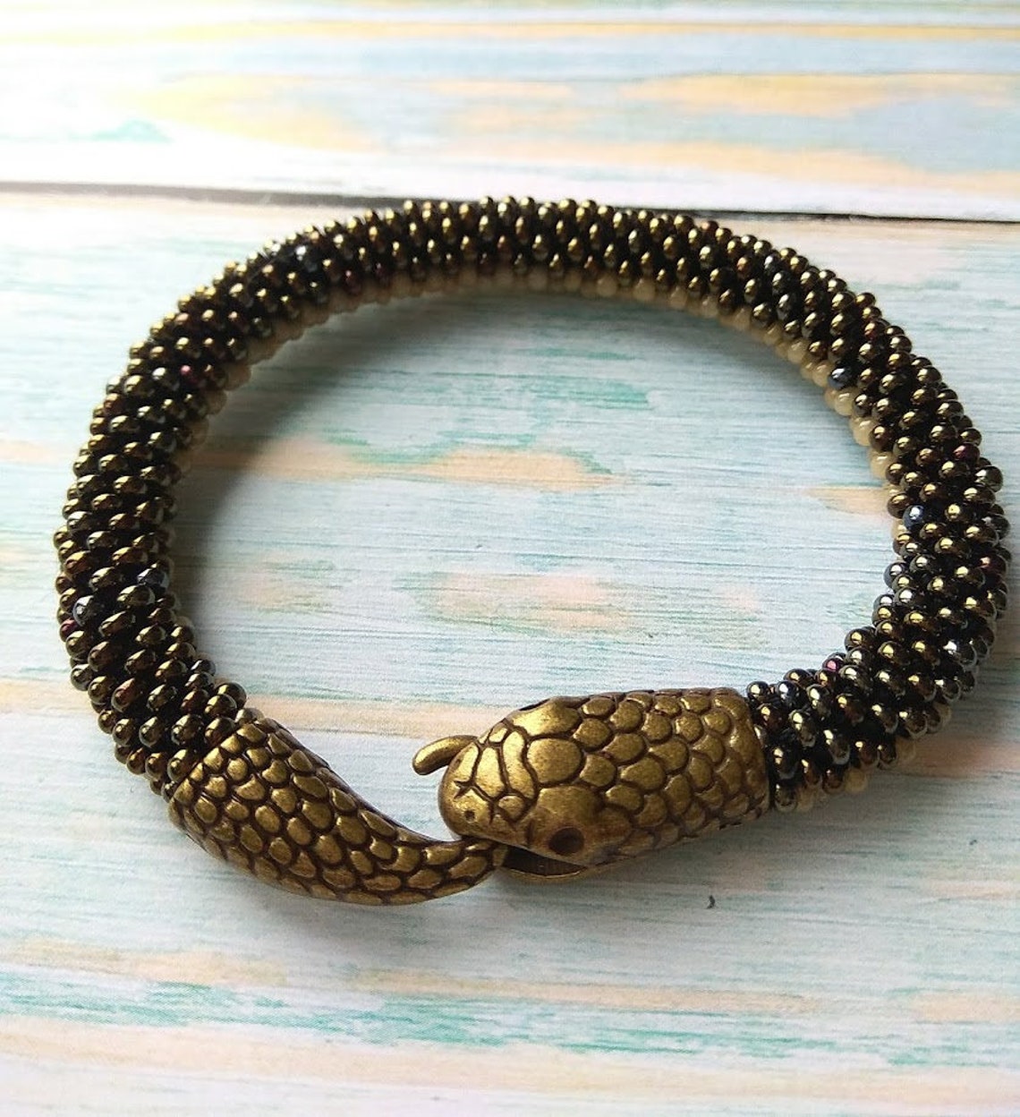 Snake Bracelet Beaded Snake Unisex Jewelry Beadwork Animal Jewelry ...