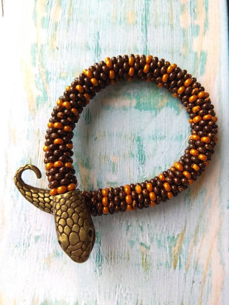 Snake Bracelet Beaded Snake Unisex Jewelry Beadwork Animal Jewelry ...