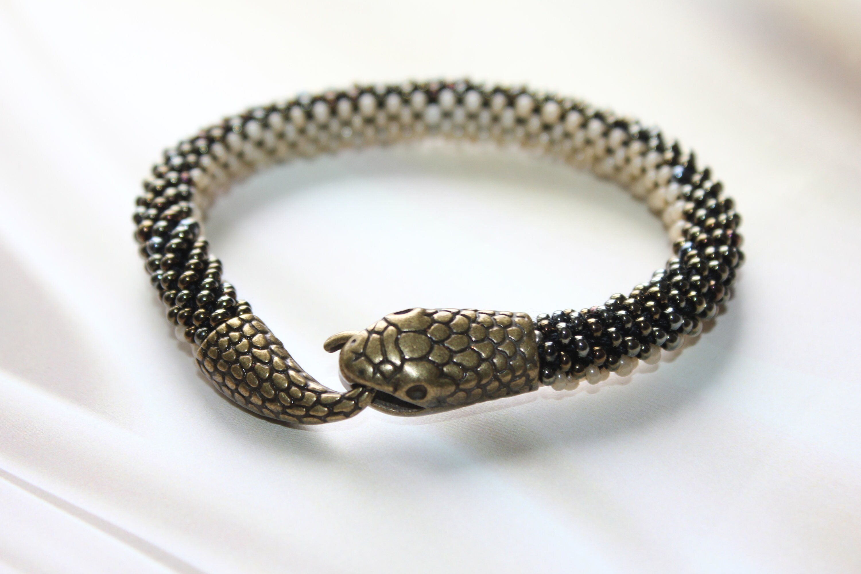 Snake Bracelet Beaded Snake Unisex Jewelry Beadwork Animal Jewelry ...