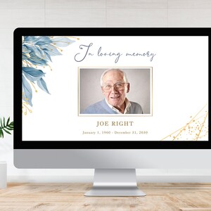 Virtual Funeral Background for Man, ZOOM Template for Virtual Memorial ...