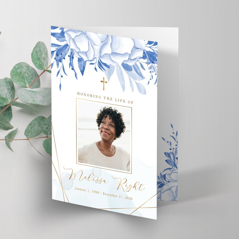 Blue Funeral Template - Etsy