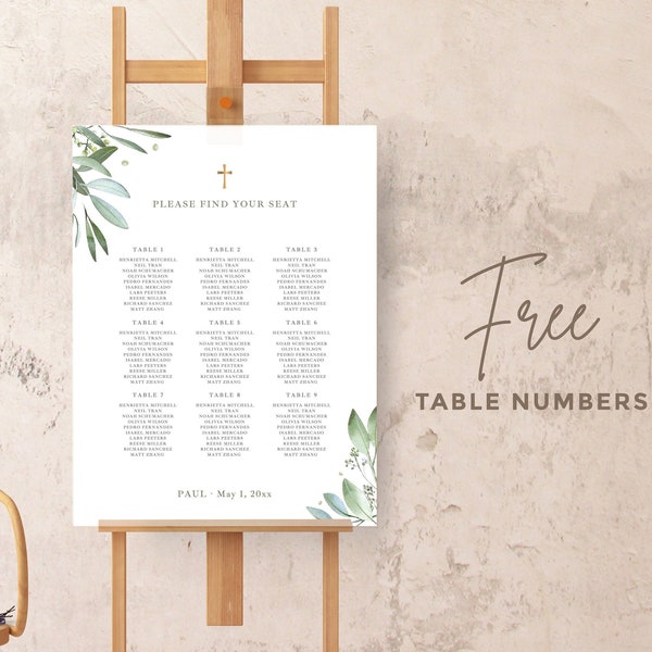 First Holy Communion Seating Chart - Etsy