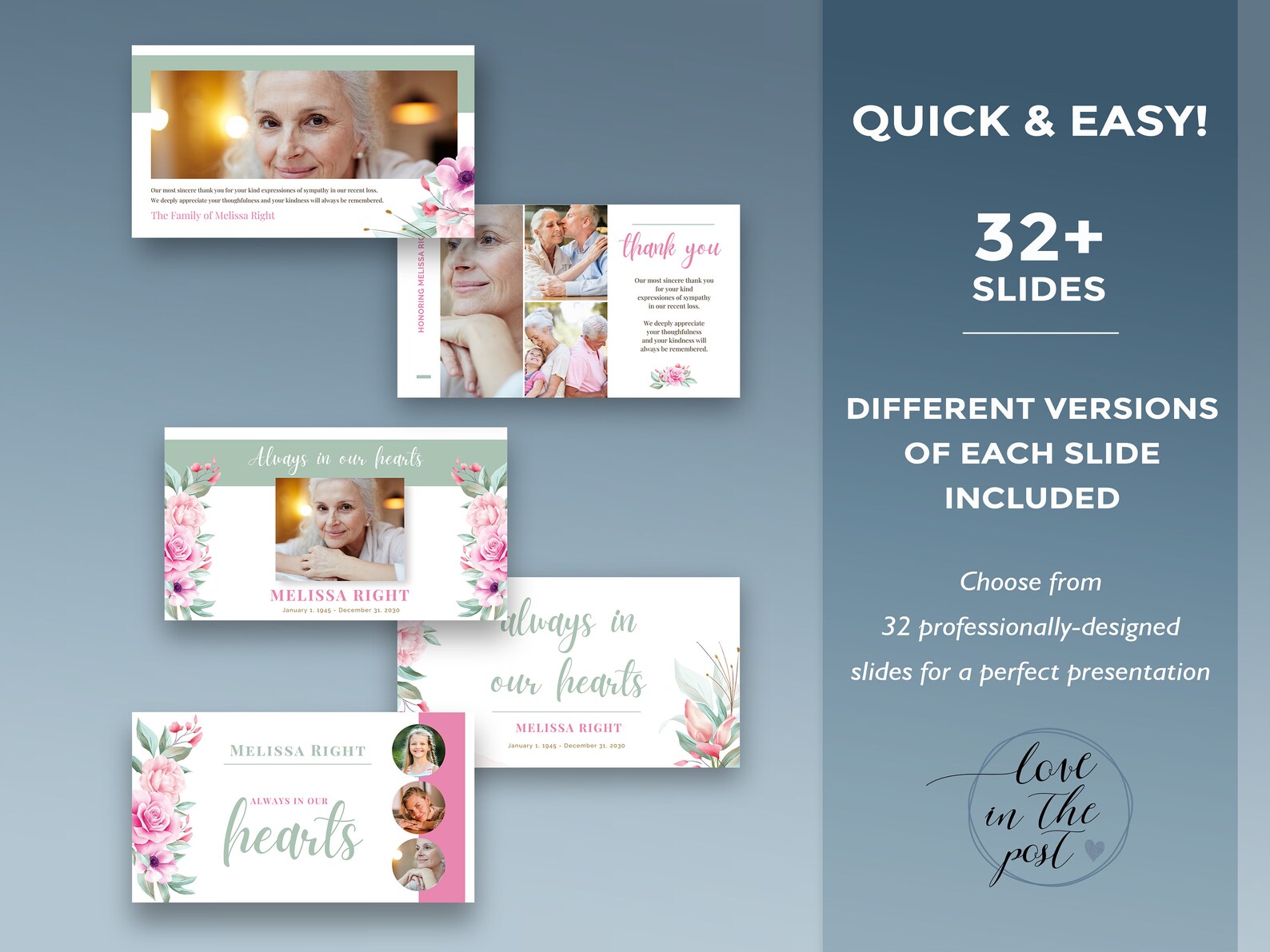 Funeral Slideshow Template With Music, Femenine Memorial Video Template ...