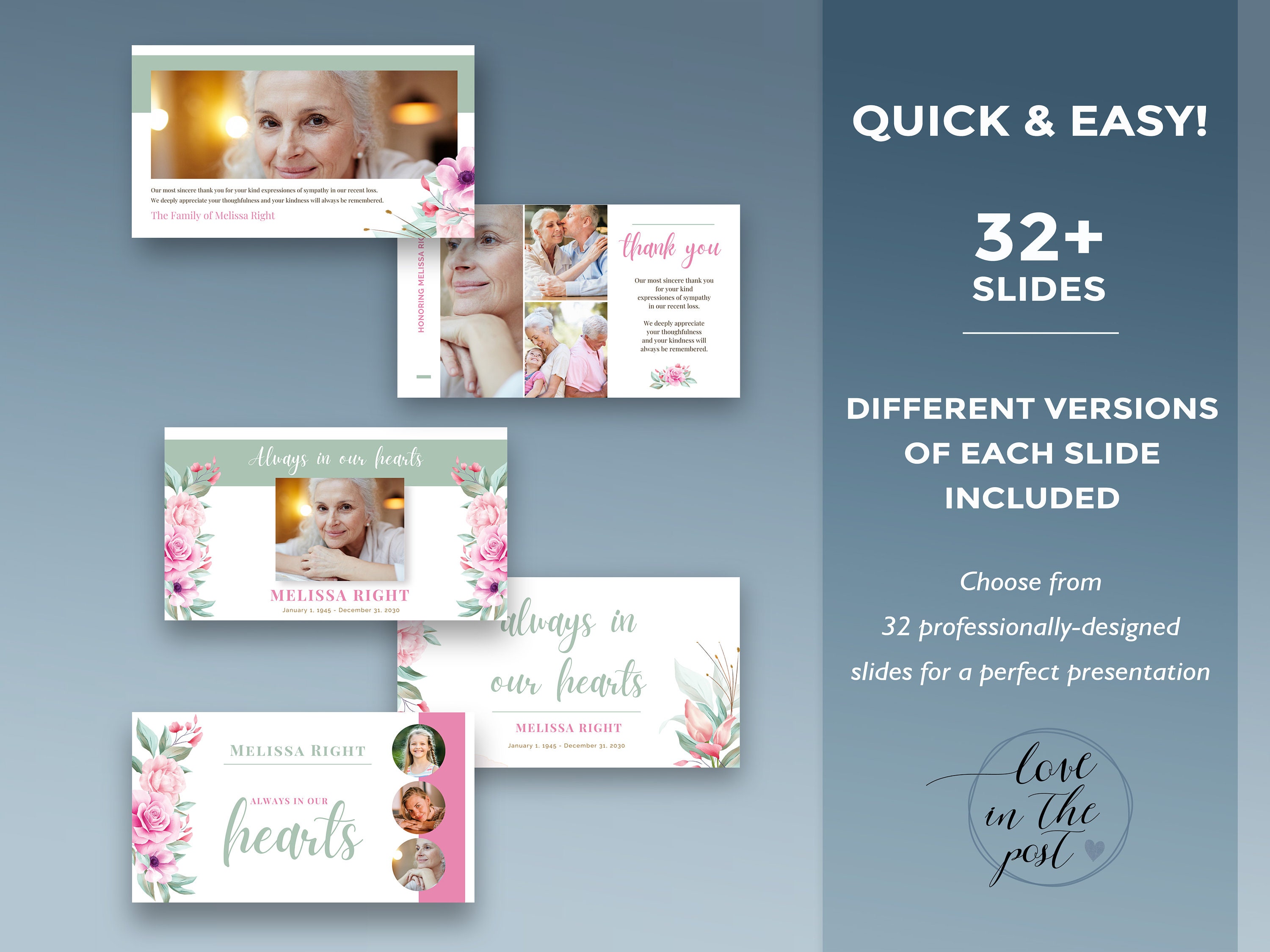 Funeral Slideshow Template With Music, Femenine Memorial Video Template ...