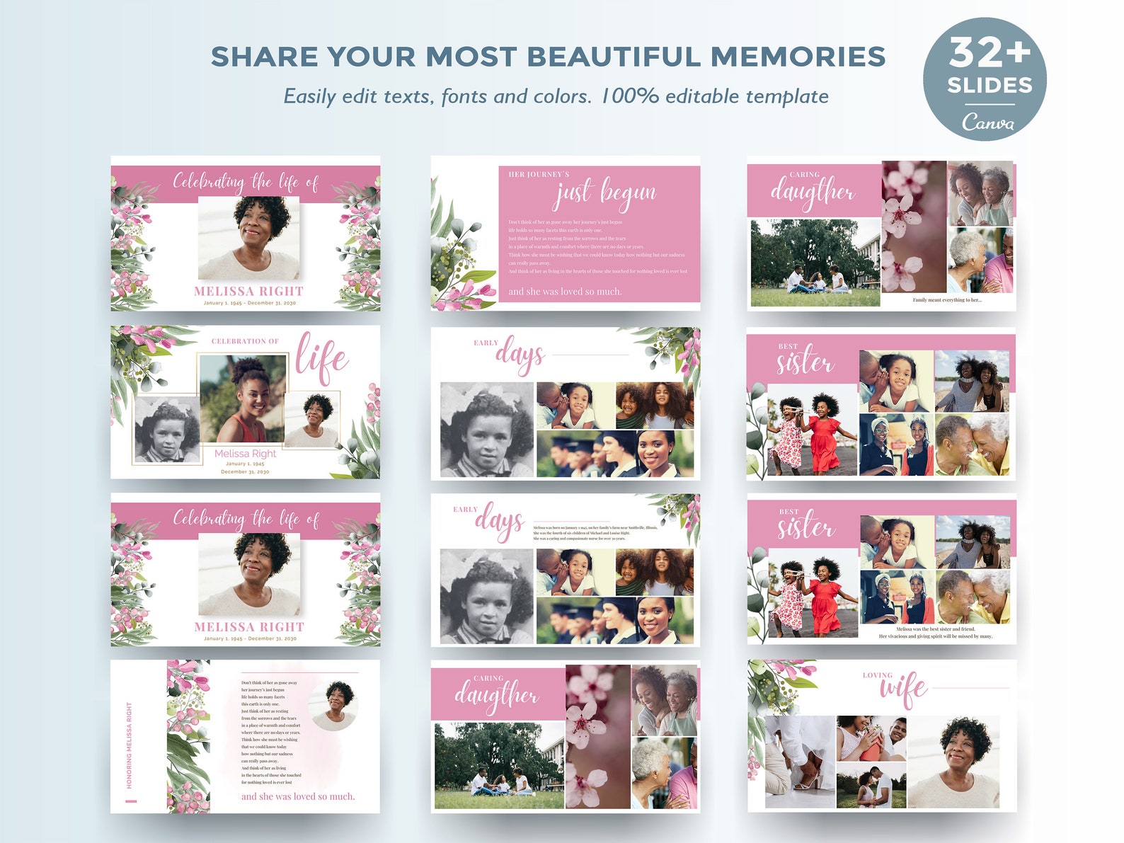 Editable Funeral Slideshow Template, Memorial Video Template, Life ...