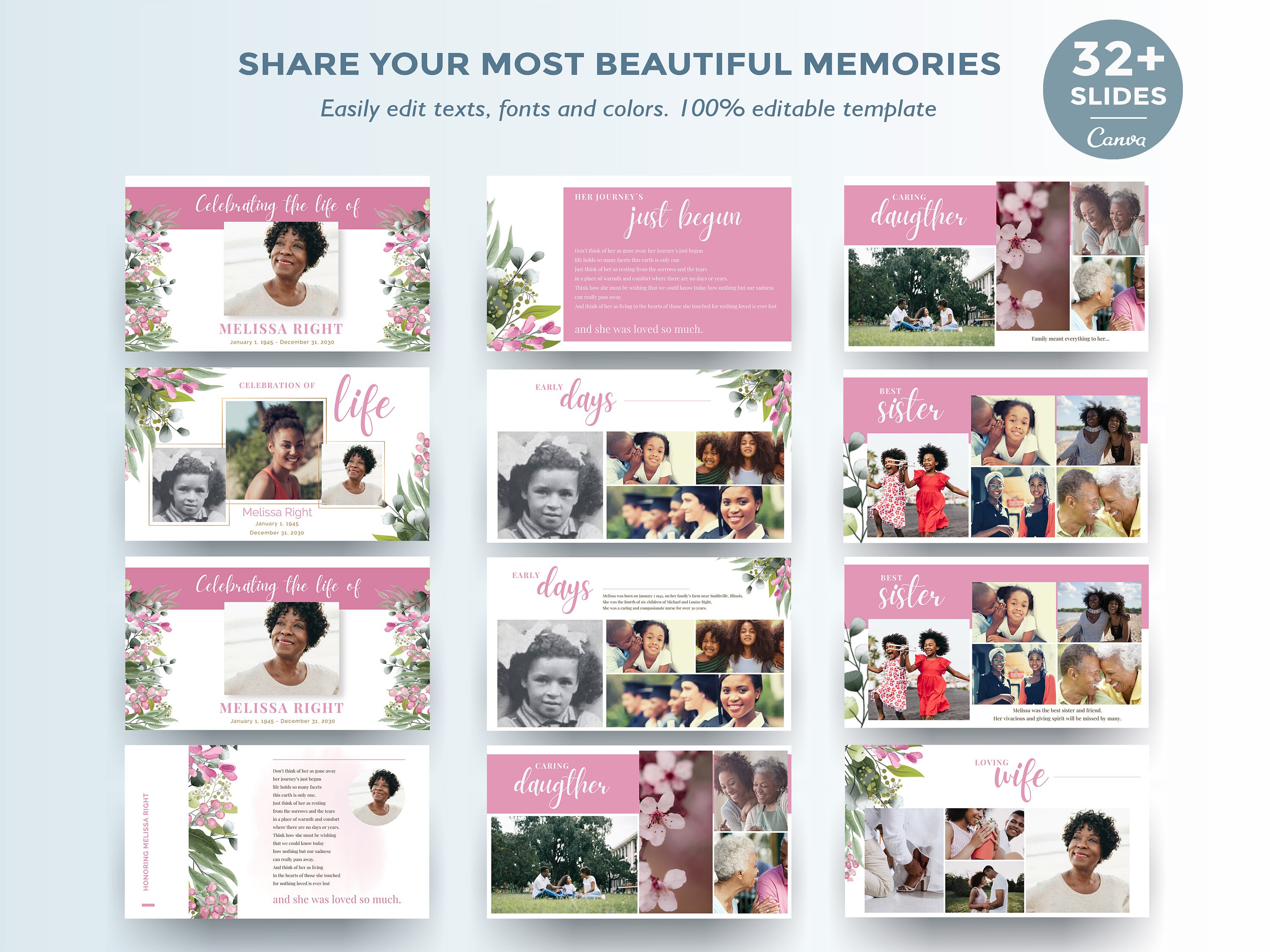 Editable Funeral Slideshow Template Memorial Video Template | Etsy