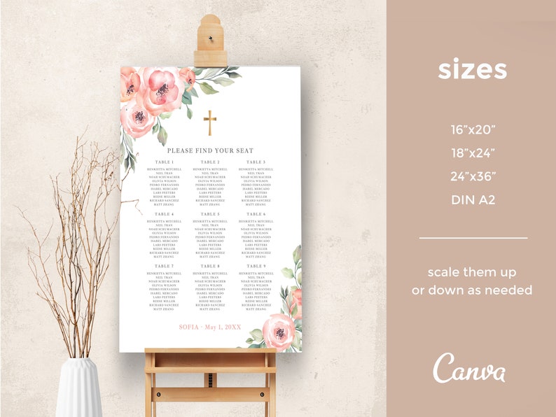 Editable First Holy Communion Seating Chart Template Seat - Etsy