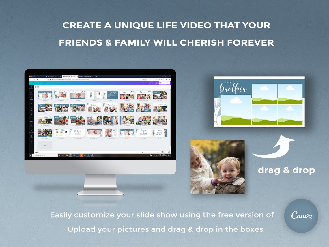 Funeral Photo Video Template for Man Memorial Service - Etsy