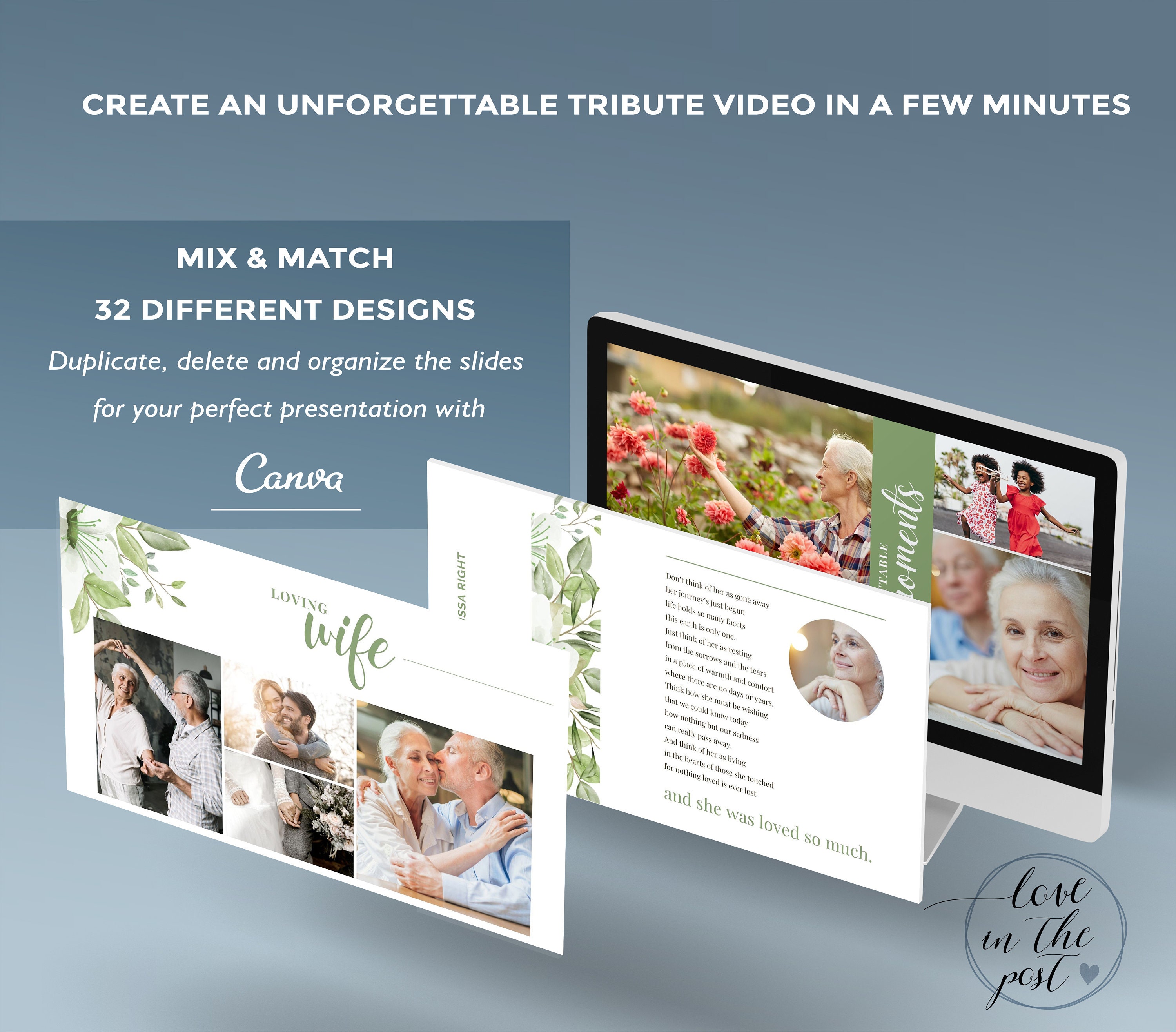 Editable Funeral Slideshow Template With White Flowers, Memorial Photo ...