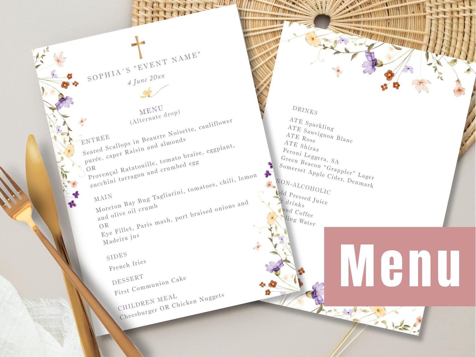 First Holy Communion BUNDLE for Two Girls, Sisters, Twins. Wildflowers ...