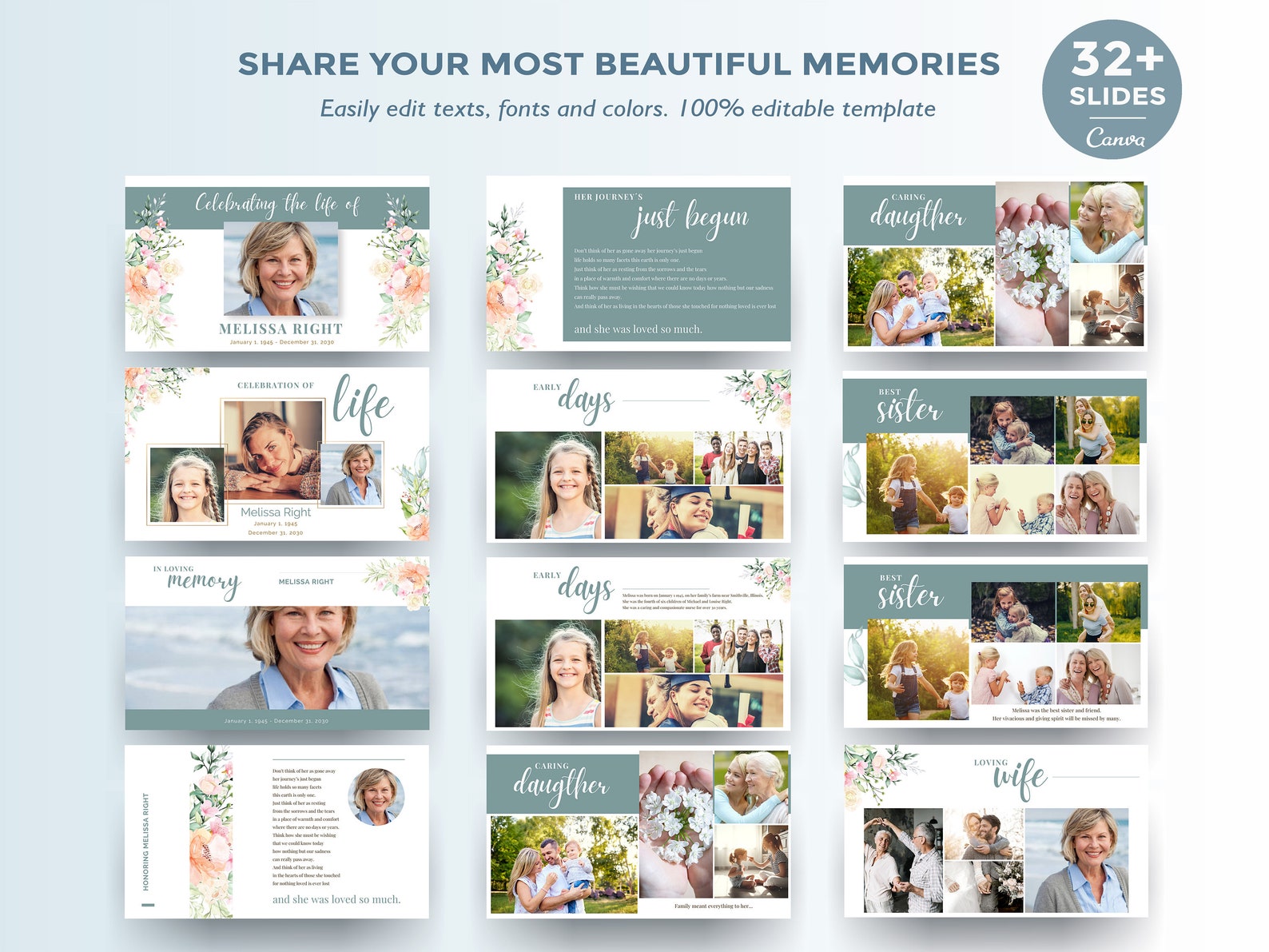 Celebration of Life Slideshow With Delicate Flowers and Music, Memorial ...