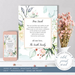 Pastel Colors Sympathy Card for Friend, Digital Condolence Card ...