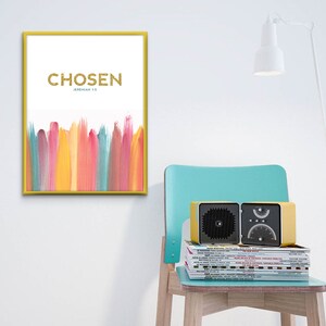 Chosen Colorful Bible Verse Wall Art Uplifing Scripture Art - Etsy