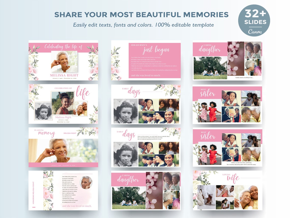 Celebration of Life Slideshow for Woman Memorial Video - Etsy