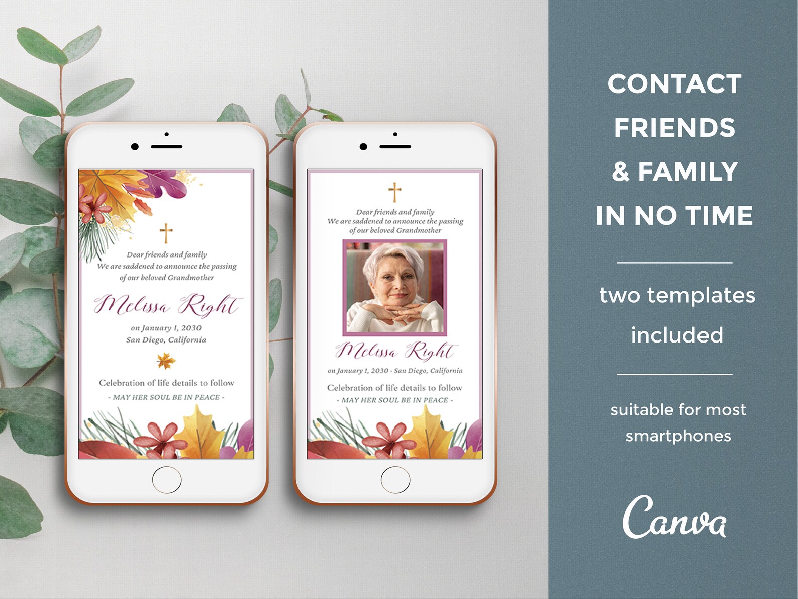 Electronic Death Announcement Template for Fall Smartphone - Etsy