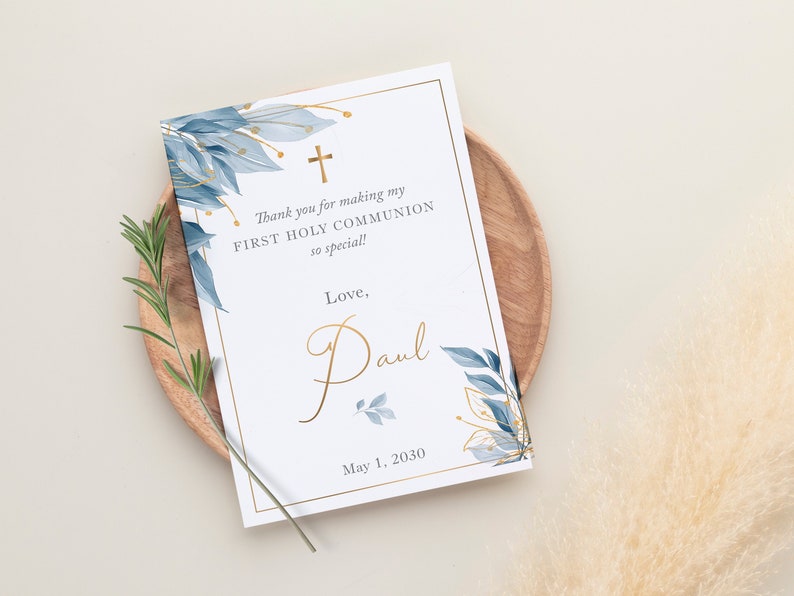 First Communion Thank You Card for Boy Editable Thank You | Etsy