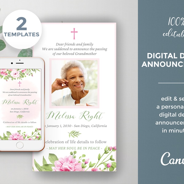 Funeral Digital Electronic Invitation - Etsy