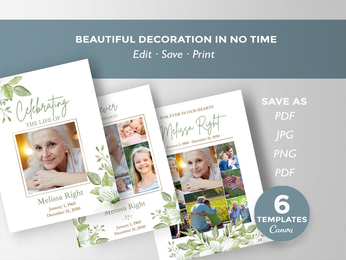 Funeral Welcome Sign Templates funeral photo collage | Etsy