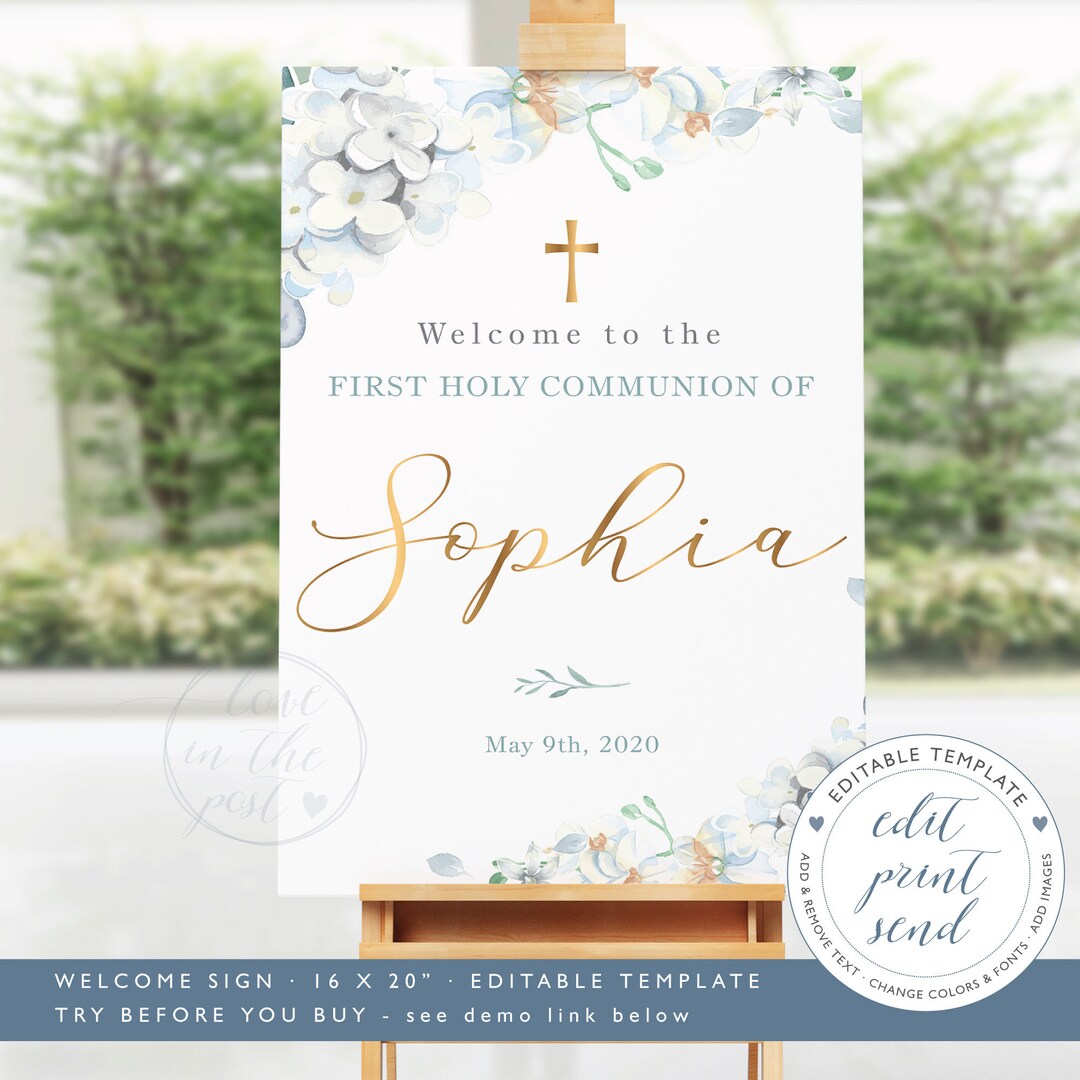 Welcome Sign Template First Holy Communion Welcome Poster - Etsy