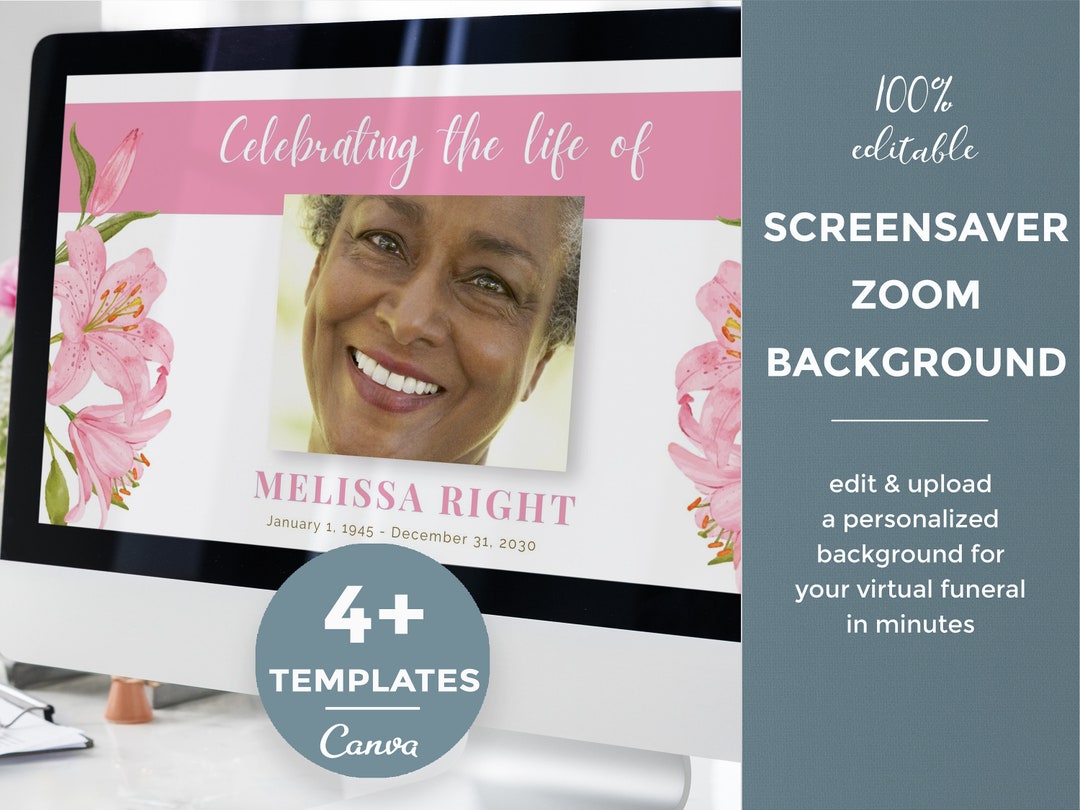 Digital Funeral Background, ZOOM Template for Virtual Memorial Service ...
