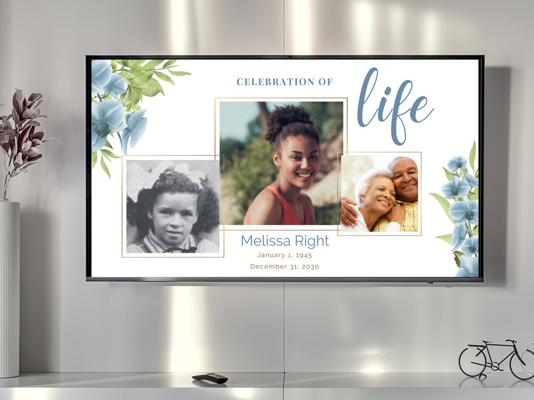 Blue Funeral Slideshow Template With Music , Memorial Video Template ...