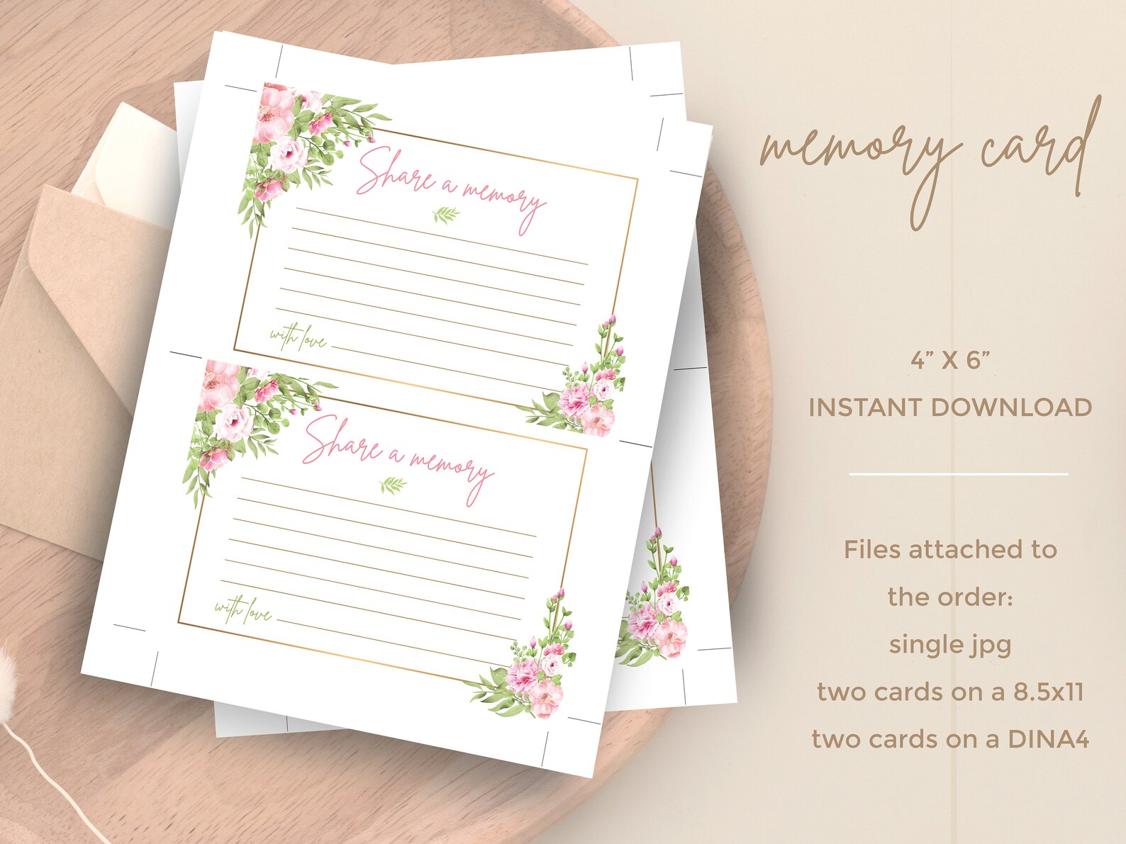 Share a Memory Editable Sign + Card, Share a Memory Printable With ...