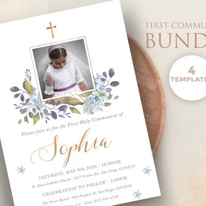 Editable First Communion Templates Set for Girl, Holy Communion ...