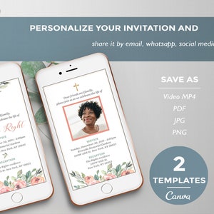Electronic Death Announcement Template for Woman, Smartphone Funeral ...