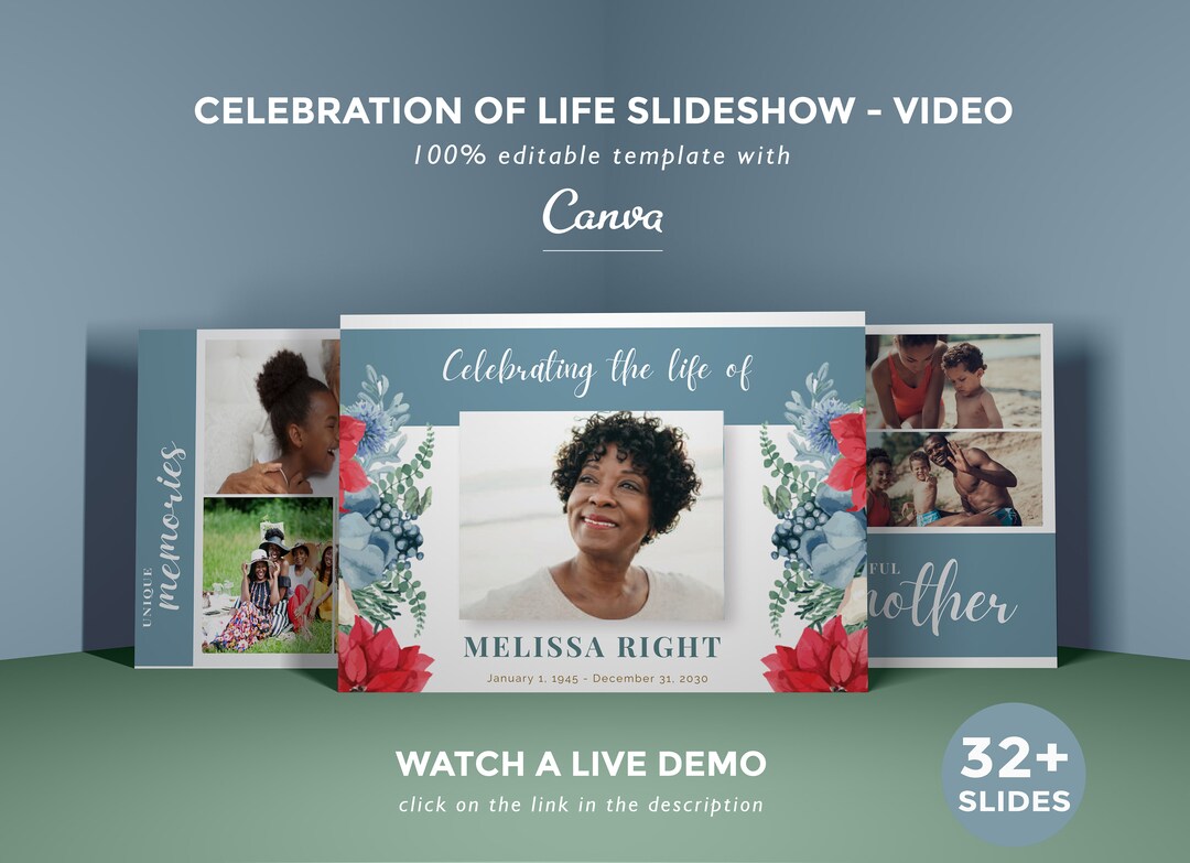 Christmas Funeral Slideshow Template, Memorial Video, Life Tribute ...