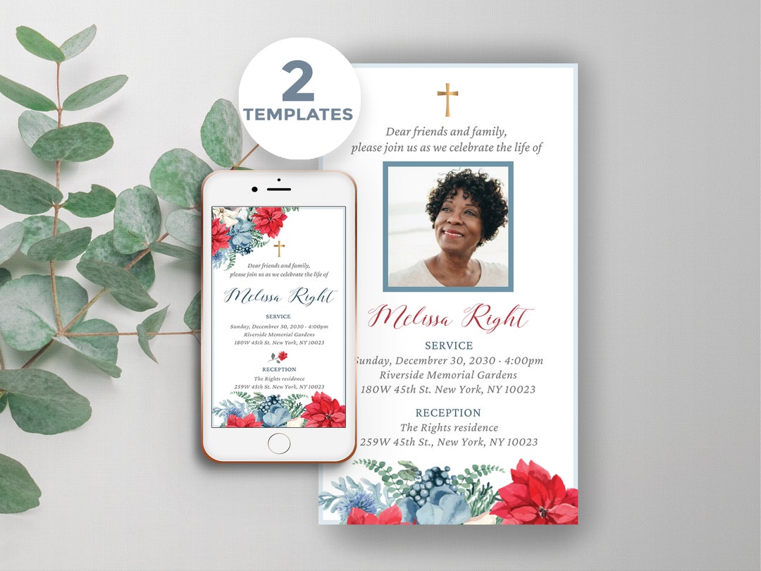 Electronic Funeral Invitation Templates for Christmas, Smartphone ...