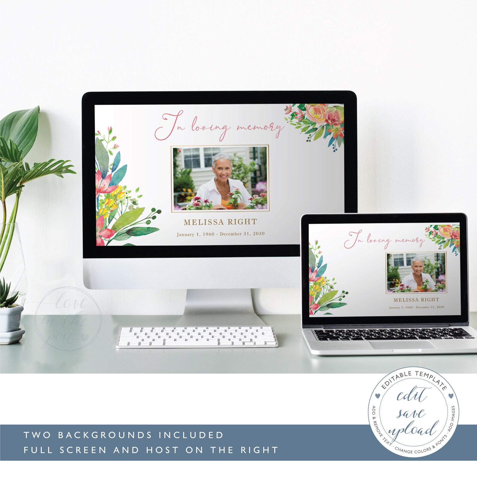 Floral Virtual Funeral Background ZOOM Template for Virtual | Etsy