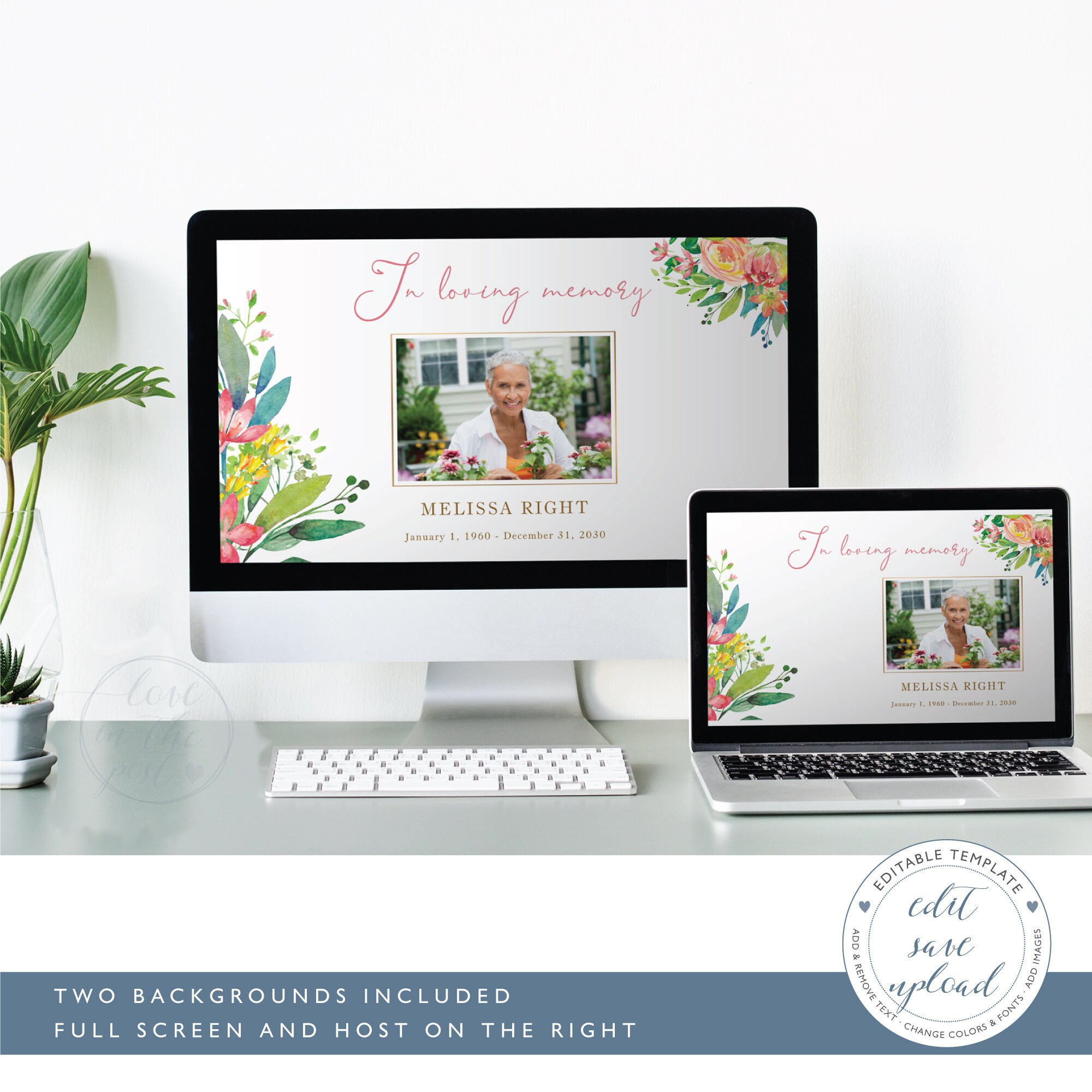 Floral Virtual Funeral Background ZOOM Template for Virtual - Etsy