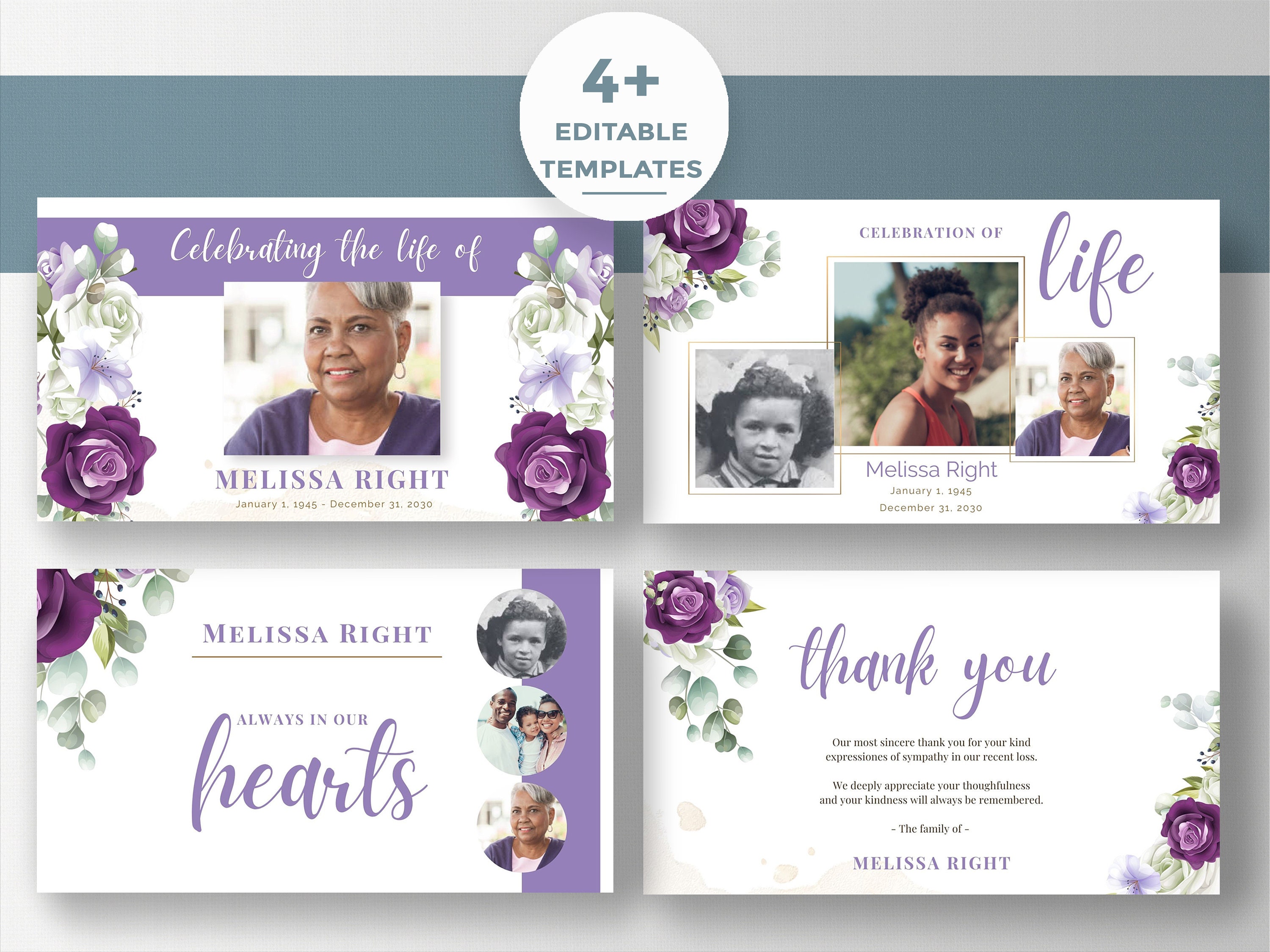 Digital Funeral Background With Purple Flowers ZOOM Template - Etsy